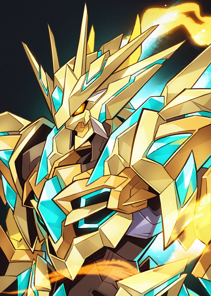 Safebooru - armor black background digimon digimon (creature) dragon gold armor gold helmet ...