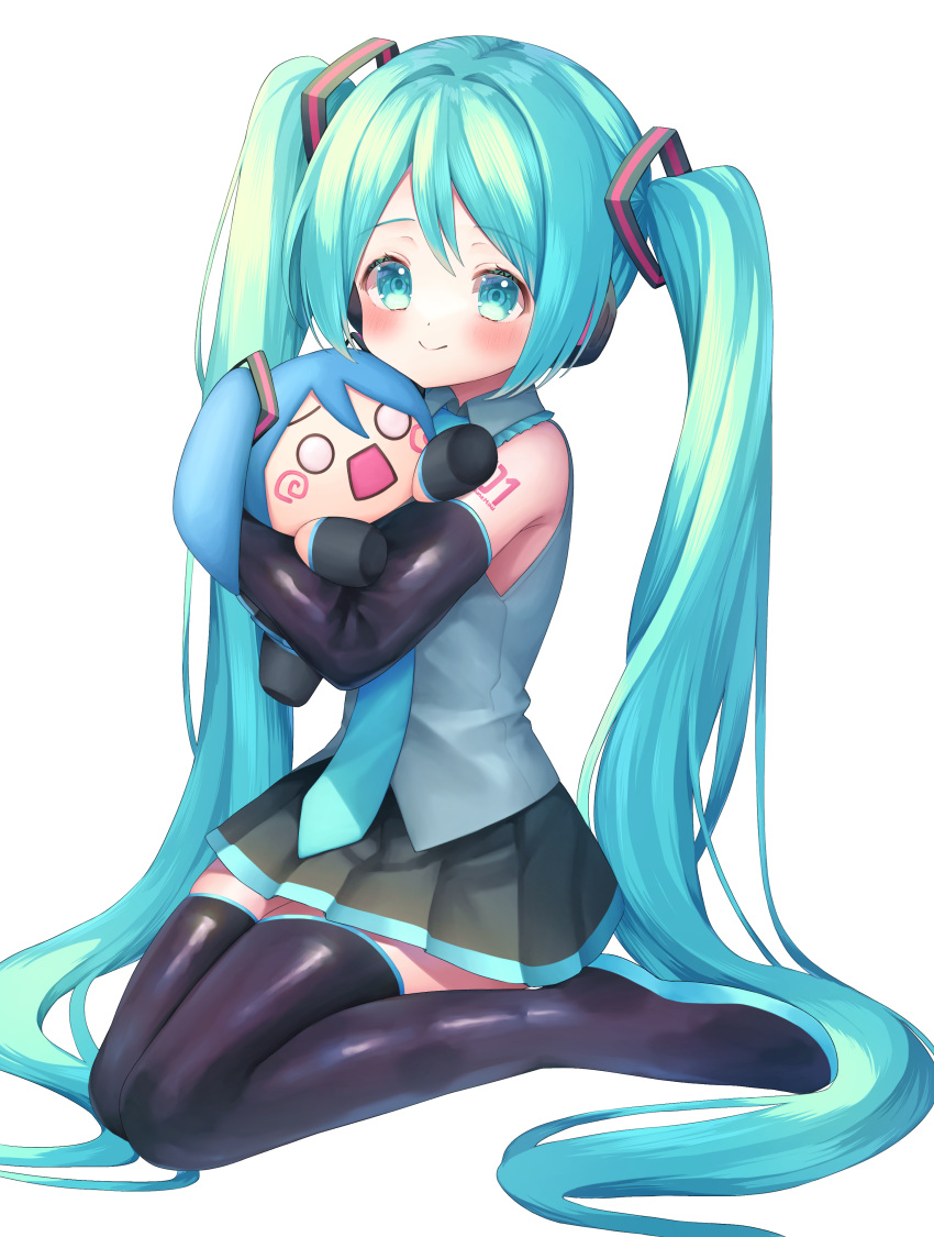 Safebooru - 1girl absurdres aqua eyes aqua hair black boots black skirt black sleeves blue ...