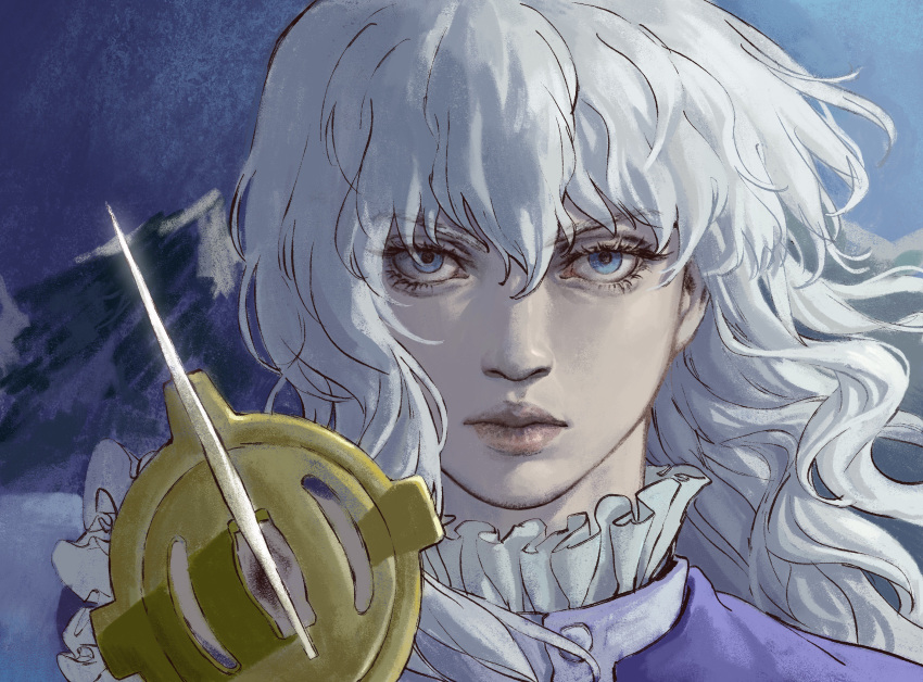 Safebooru - 1boy berserk blue eyes closed mouth floating hair frilled ...