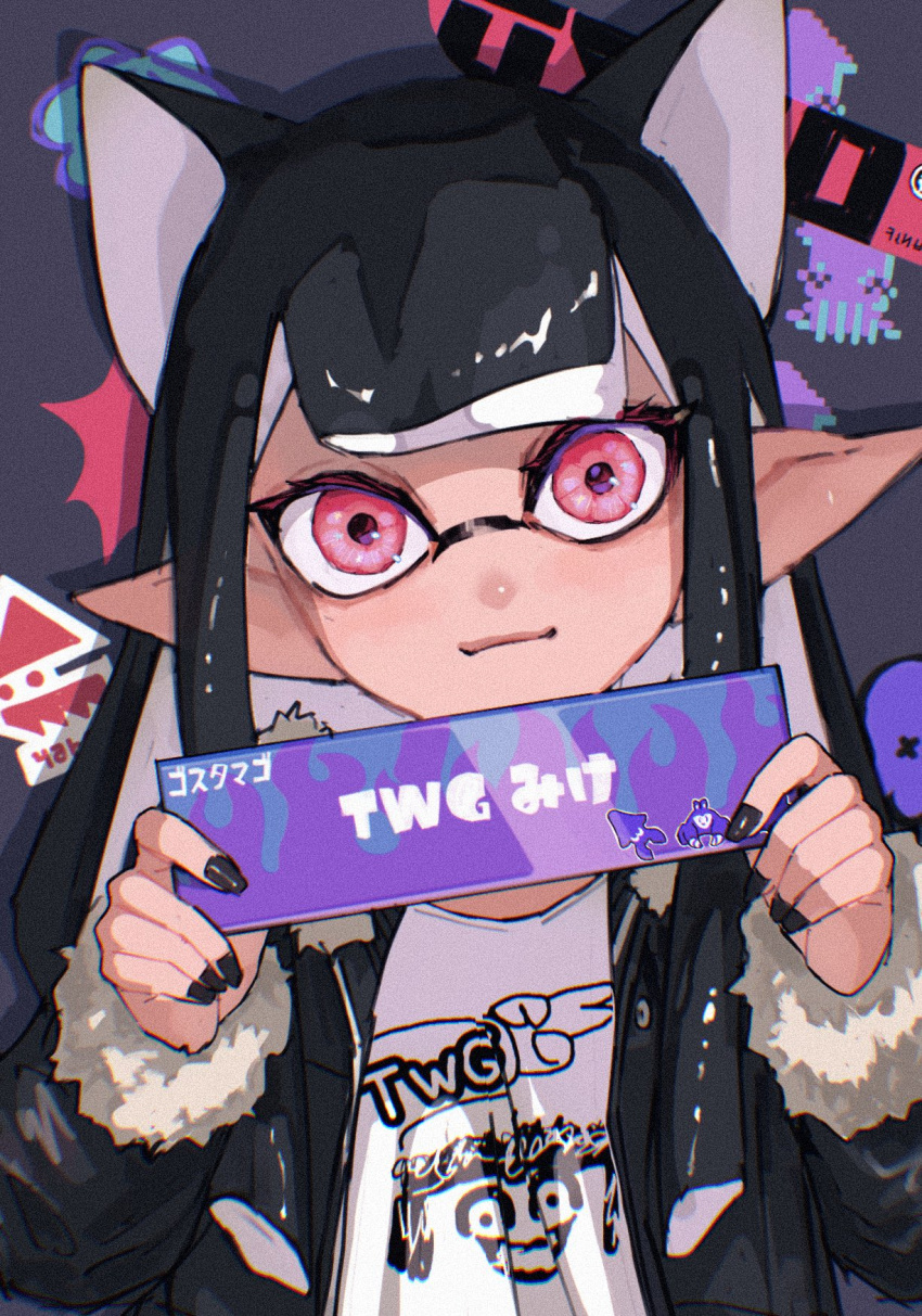 Safebooru - 1girl animal ears black hair black jacket black nails cat ...