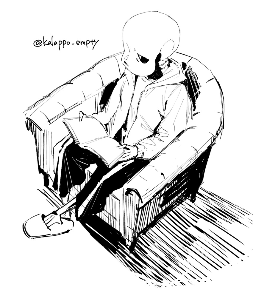 Safebooru - 1boy 2023 2d artist name book couch digital media full body hood hood down hooded ...