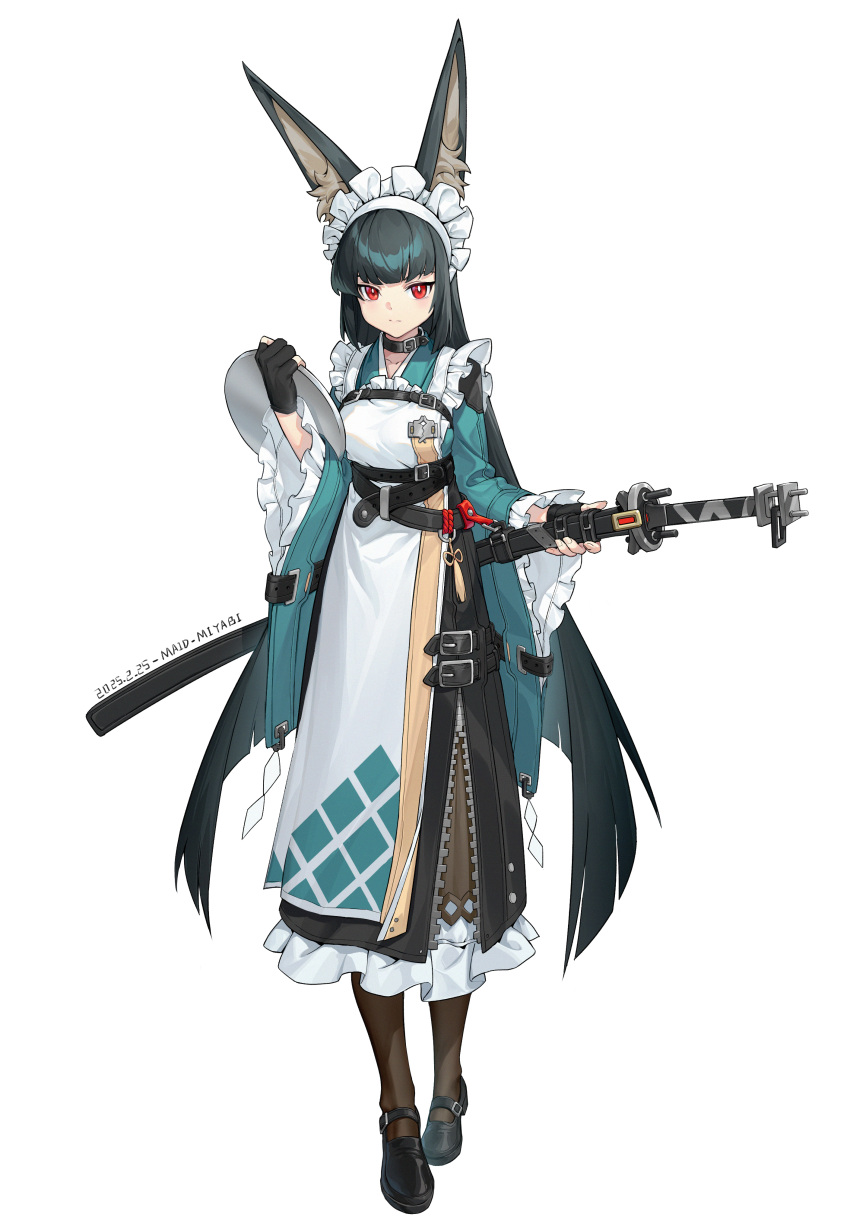 Safebooru - 1girl absurdres adapted costume alternate costume animal ears apron black hair blunt ...