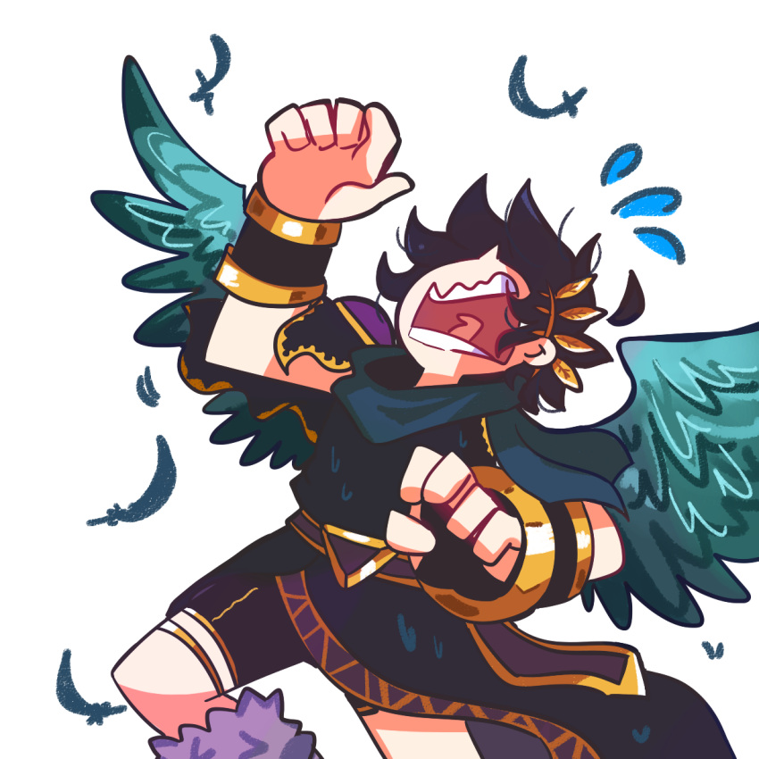 Safebooru - 1boy ahoge angel bike shorts black hair dark pit derivative ...