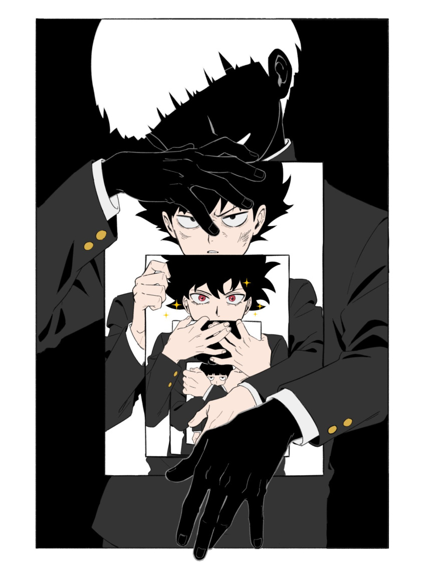 Safebooru - 1boy alternate hairstyle black eyes bowl cut chibi gakuran ...