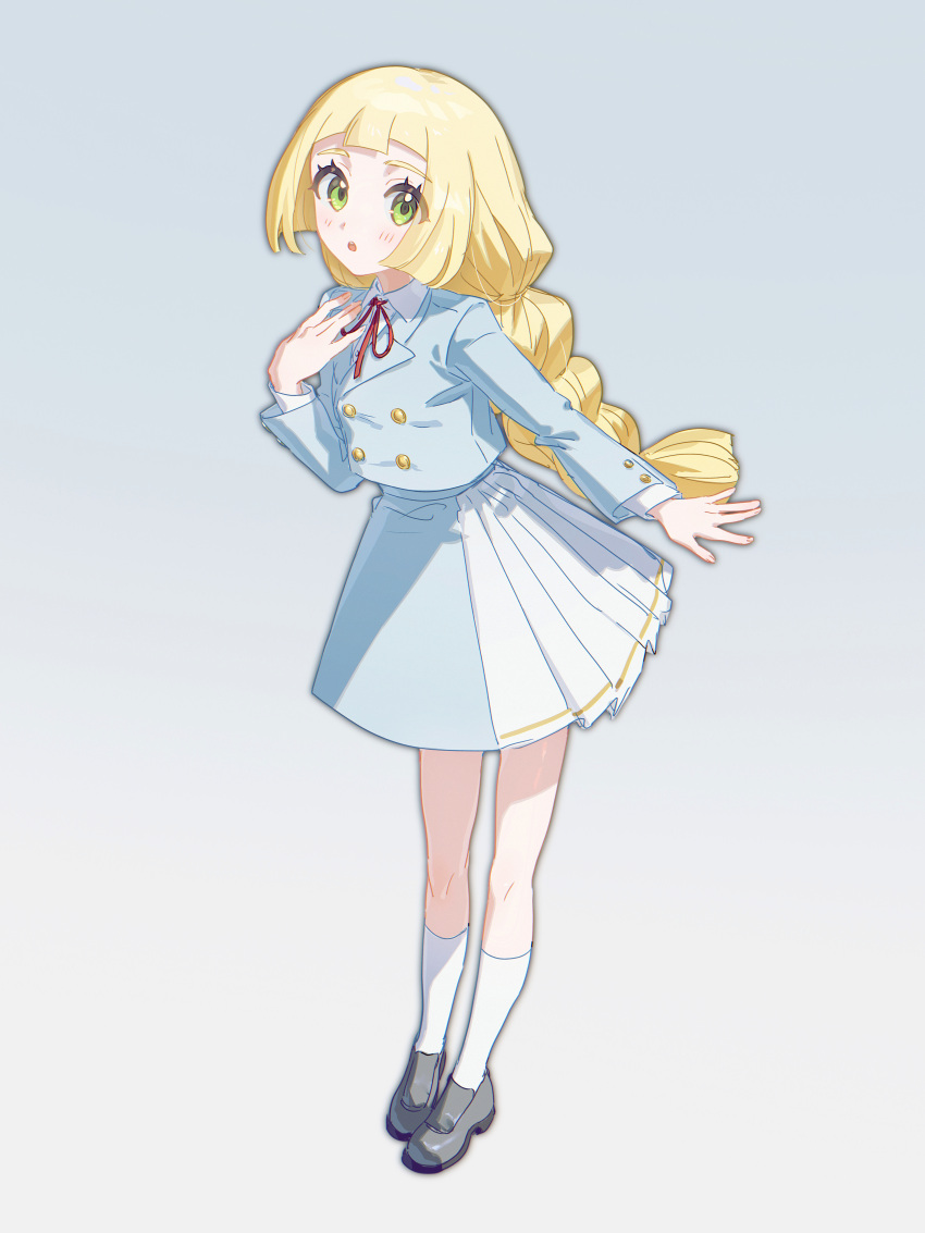 Safebooru - 1girl absurdres blonde hair blue jacket blue skirt braid buttons collared shirt ...