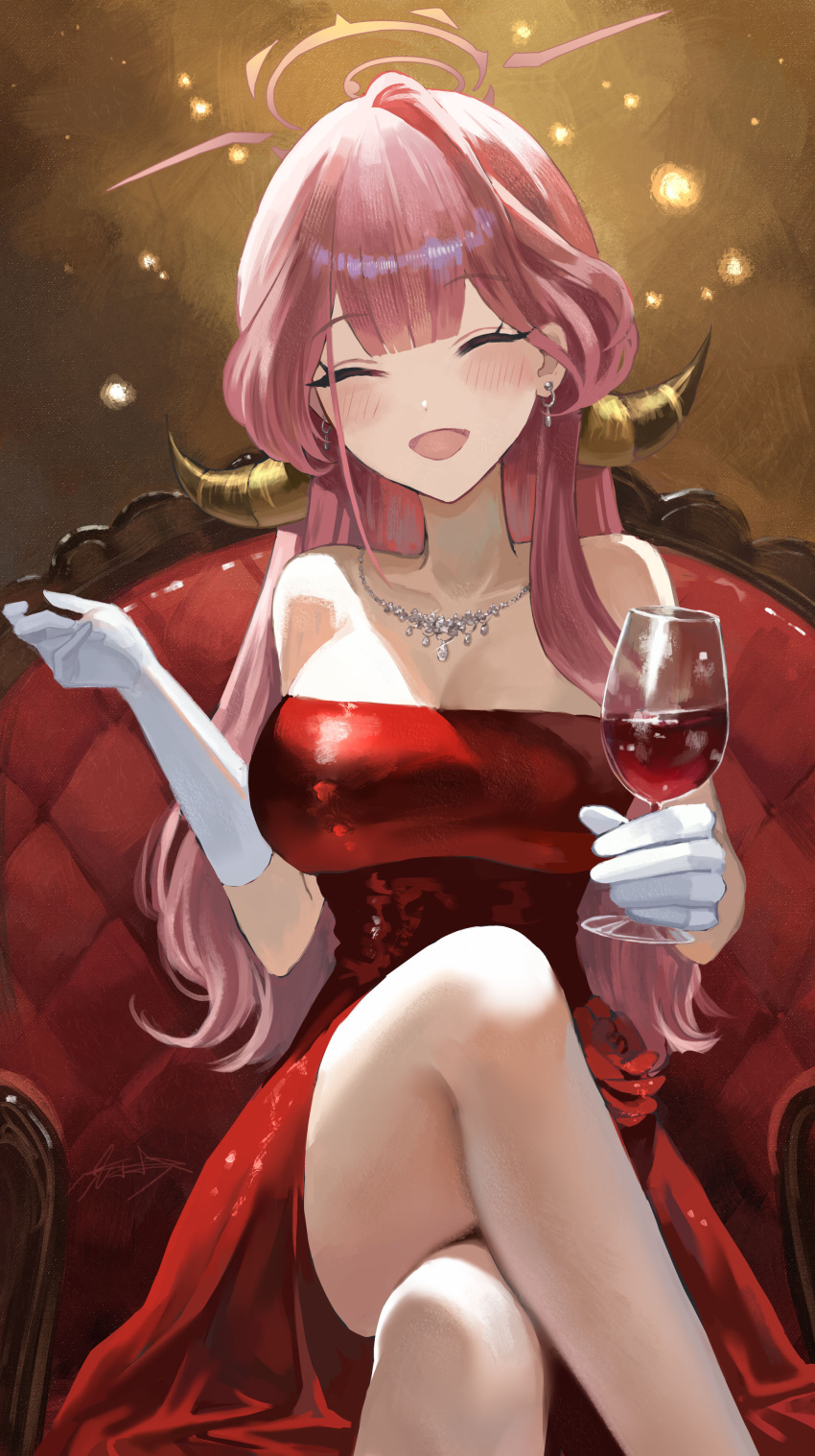 Safebooru - 1girl absurdres alcohol aru (blue archive) aru (dress) (blue archive) blue sky blush ...