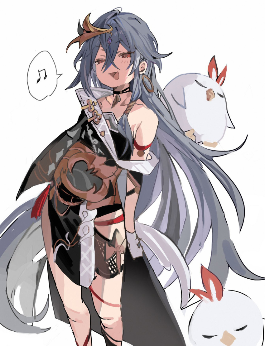 Safebooru - 1girl bird black choker black dress blush china dress chinese clothes choker closed ...