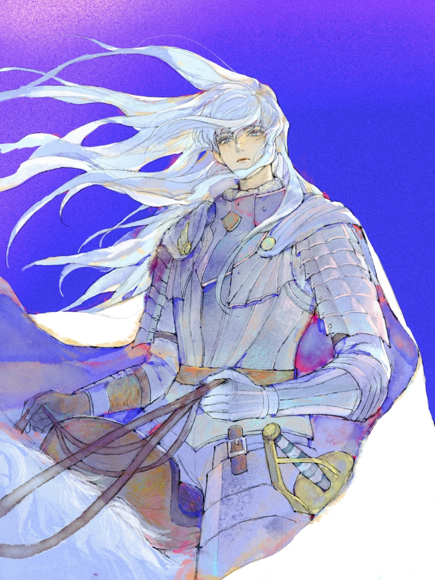 Safebooru - 1boy 4k123 arm armor armor belt berserk blue background ...