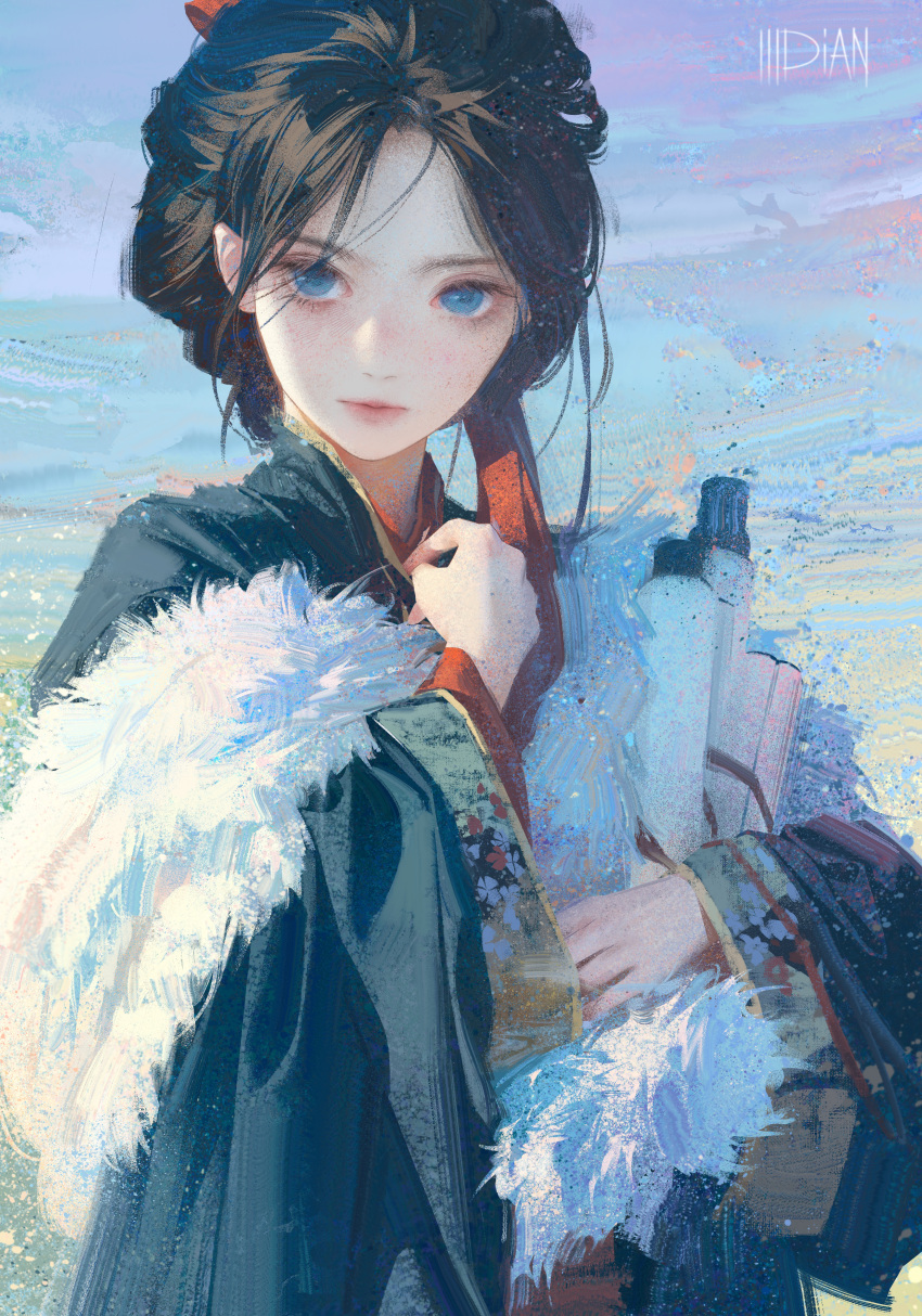 Safebooru - 1girl absurdres artist name black hair blue eyes chinese clothes closed mouth ...
