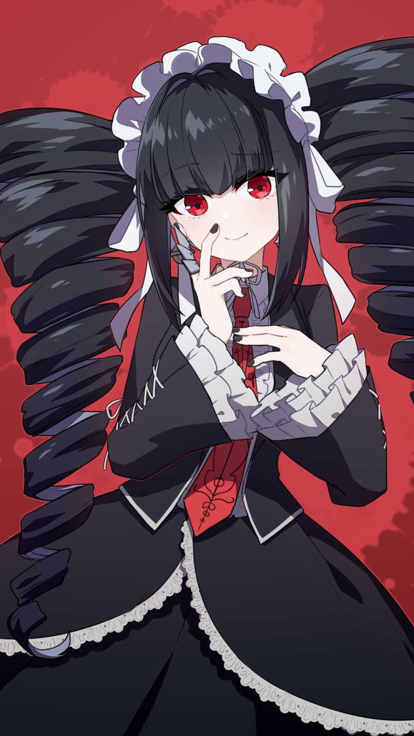 Safebooru - 1girl absurdres black hair black jacket black nails black skirt celestia ludenberg ...