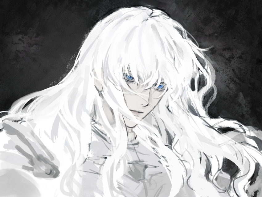 Safebooru - 1boy berserk black background blue eyes floating hair ...