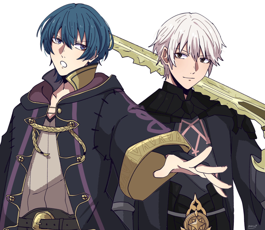 Safebooru - 2boys armor belt black belt black gloves black robe blue ...