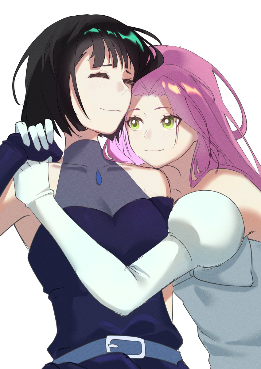 Safebooru - 2girls absurdres alien stage black dress black gloves black hair bob cut closed eyes ...
