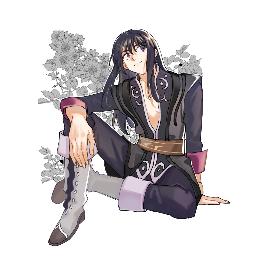 Safebooru - 1boy androgynous anko moti ta black coat black hair boots closed mouth coat ...