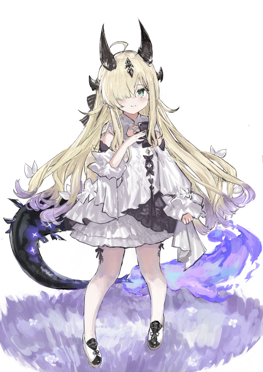 Safebooru - 1girl absurdres aged down arknights black horns black tail blonde hair blush closed ...