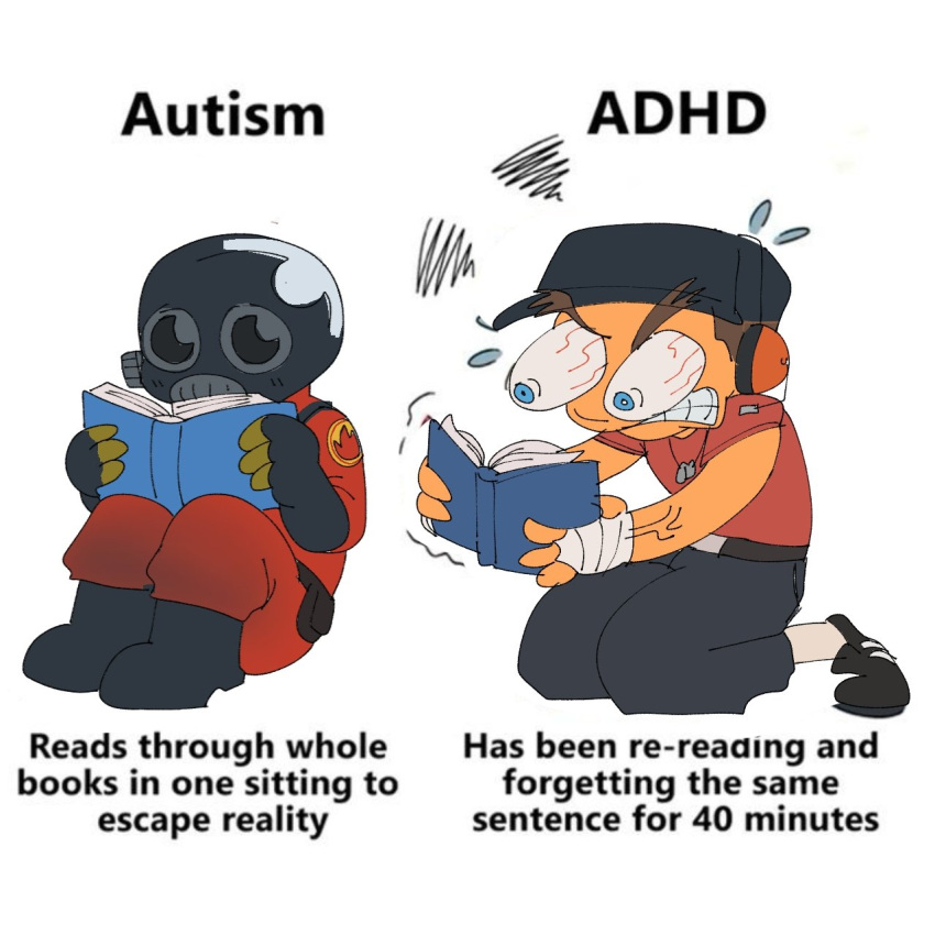 Safebooru - 2boys adhd vs autism (meme) angry chibi english text gas ...