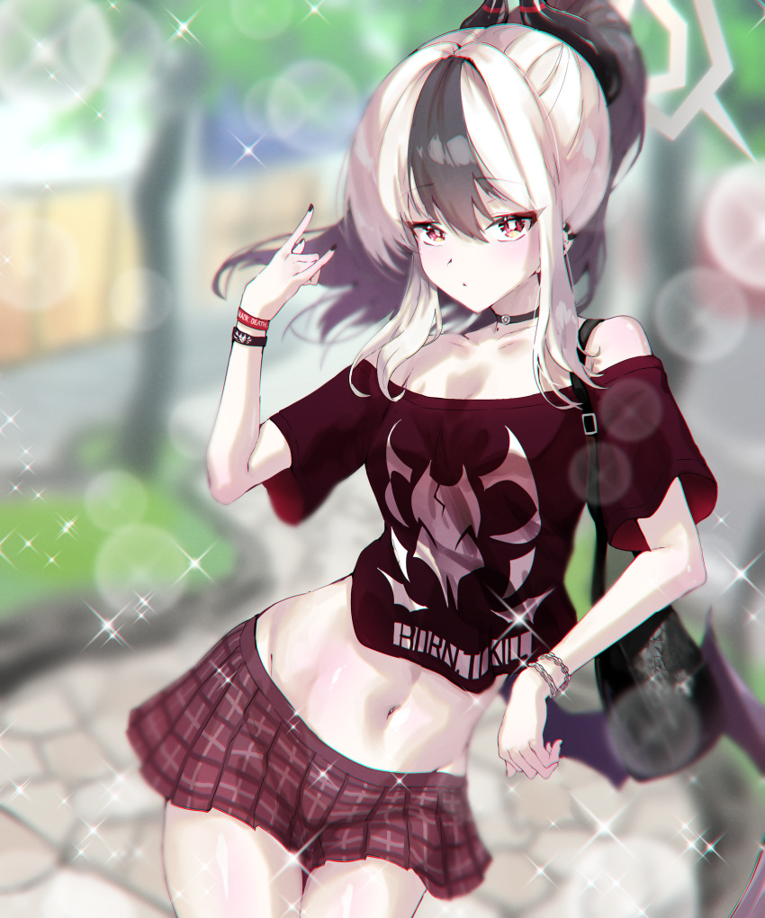 Safebooru - 1girl absurdres alternate costume bag bare shoulders black bag black choker black ...