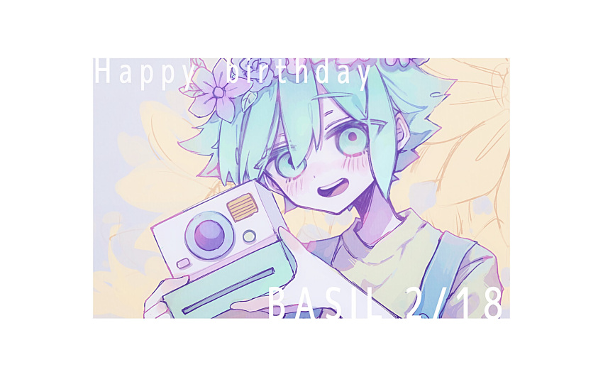 Safebooru - 1boy basil (headspace) (omori) basil (omori) blue overalls ...