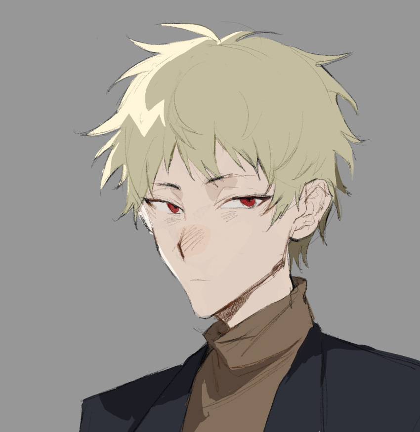 Safebooru - 1boy atou haruki beiquqian black jacket blonde hair brown sweater chinese commentary ...