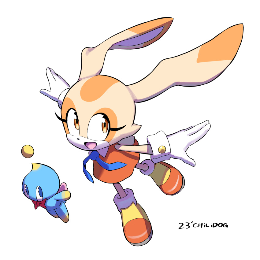 Safebooru - 1girl 1other animal ears bow bowtie brown eyes chao (sonic) cheese (sonic) child ...