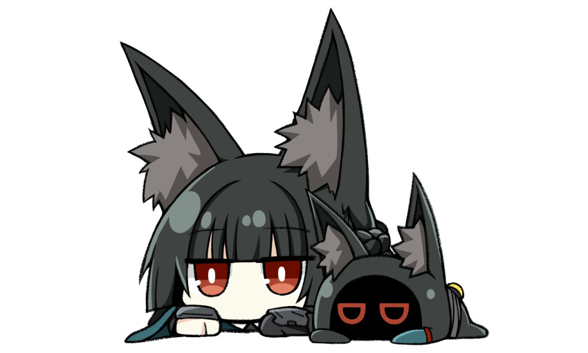 Safebooru - 1girl 1other animal ears bangboo (zenless zone zero) black hair blunt bangs chibi ...