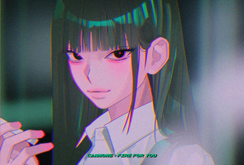 Safebooru - 1girl black eyes black hair blunt bangs blurry blurry background chromatic ...