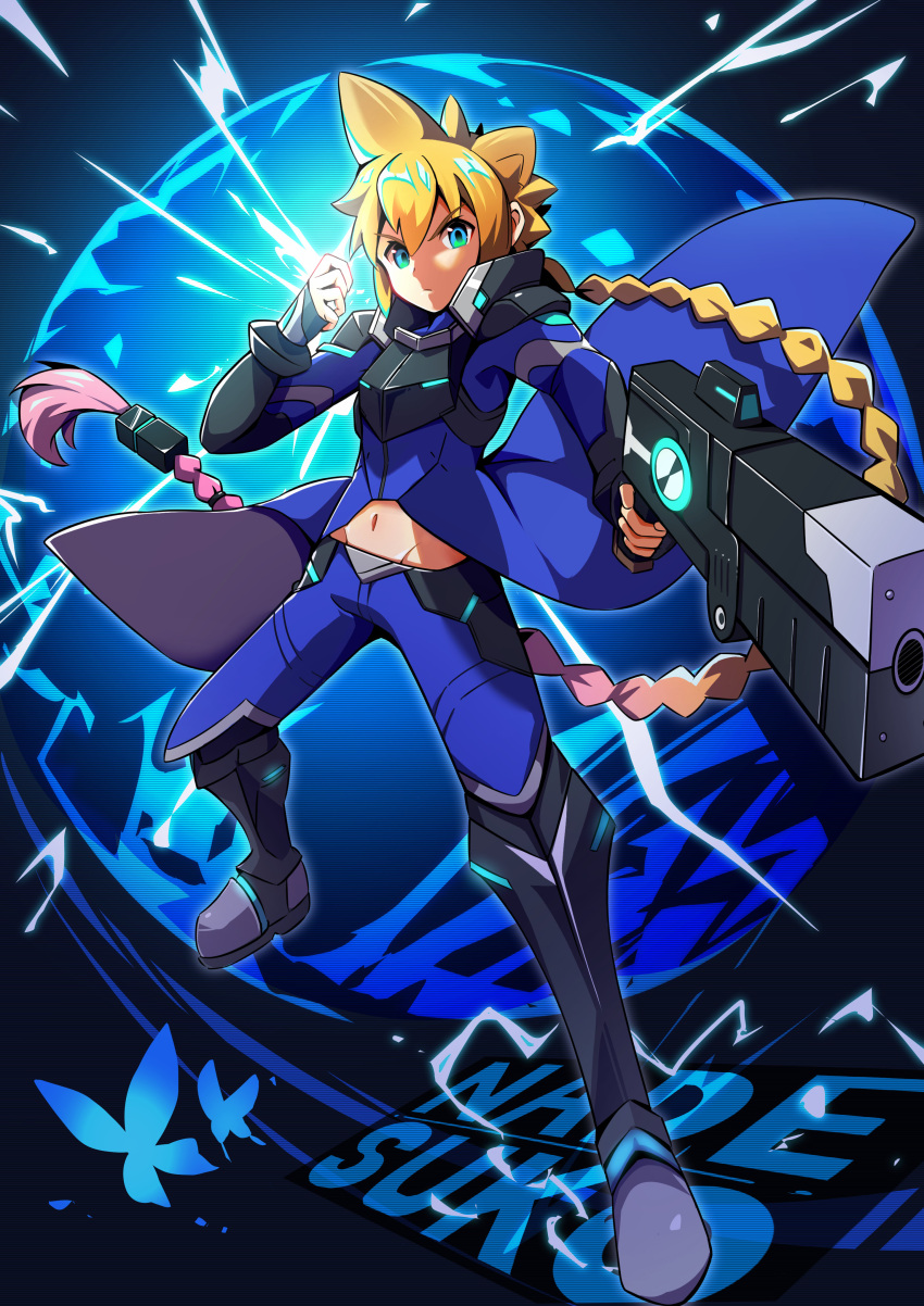 Safebooru - 1boy absurdres azure striker gunvolt azure striker gunvolt 2 black background blonde ...