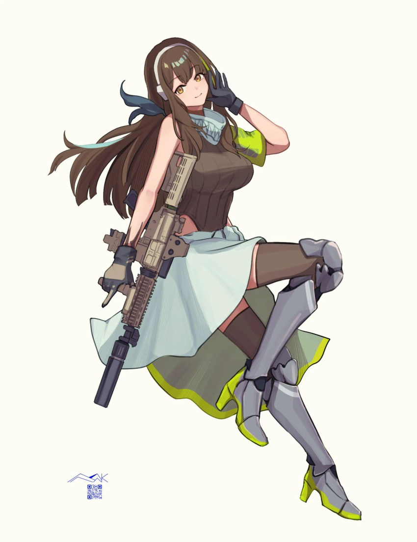 Safebooru - 1girl girls frontline jacket around waist long hair m4 ...