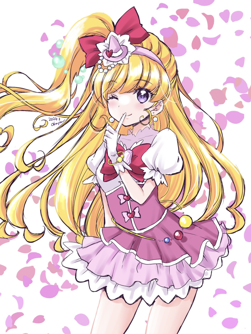 Safebooru - 1girl blonde hair bow breasts cure miracle diamond-shaped ...