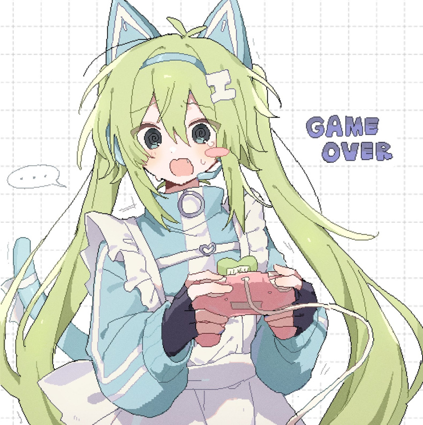 Safebooru - ... 1girl @ @ animal ears apron black gloves blue jacket ...