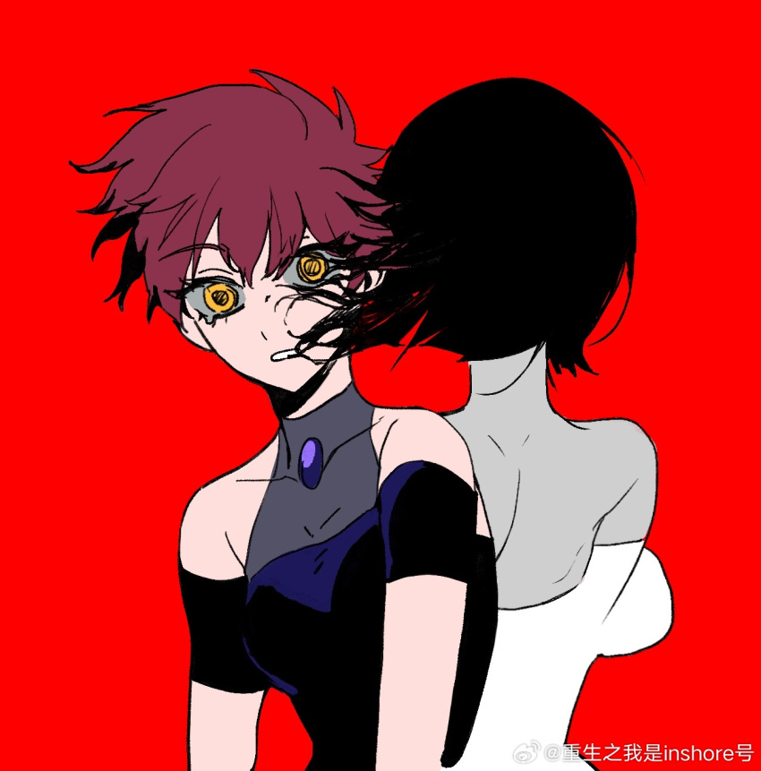 Safebooru - 2girls alien stage bare shoulders black dress black hair chinese commentary clothing ...