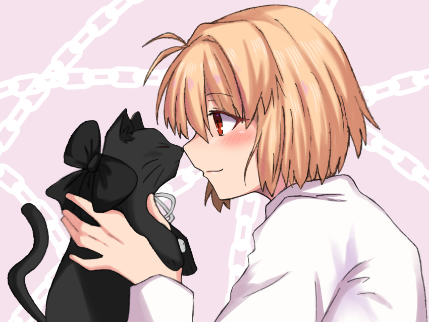 Safebooru - 2girls ahoge animal animal ears arcueid brunestud black bow black cat blonde hair ...