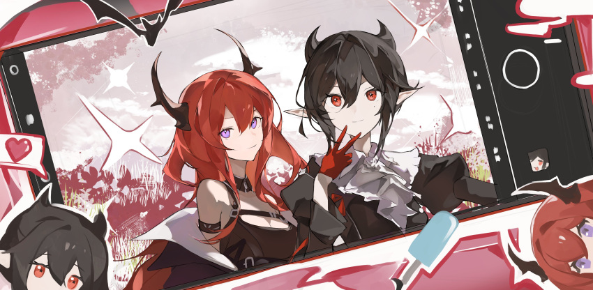 Safebooru - 2girls absurdres arknights bare shoulders black hair black ...