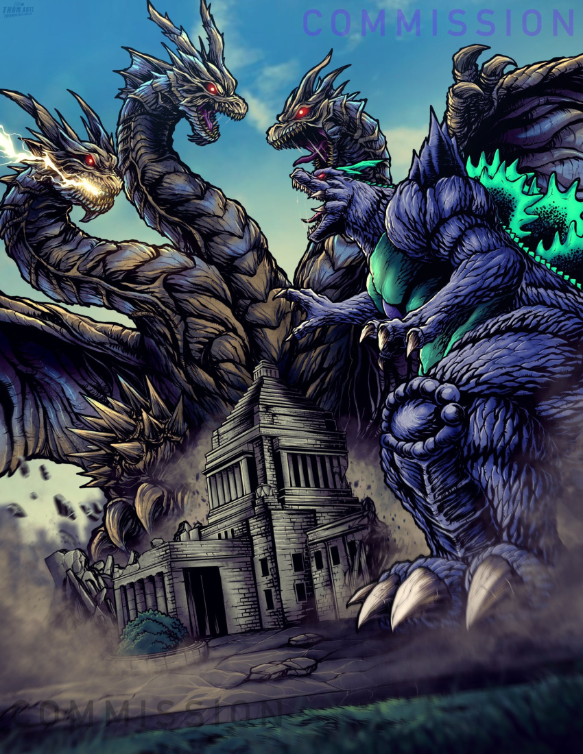 Safebooru - claws dragon dragon horns fangs giant giant monster glowing ...