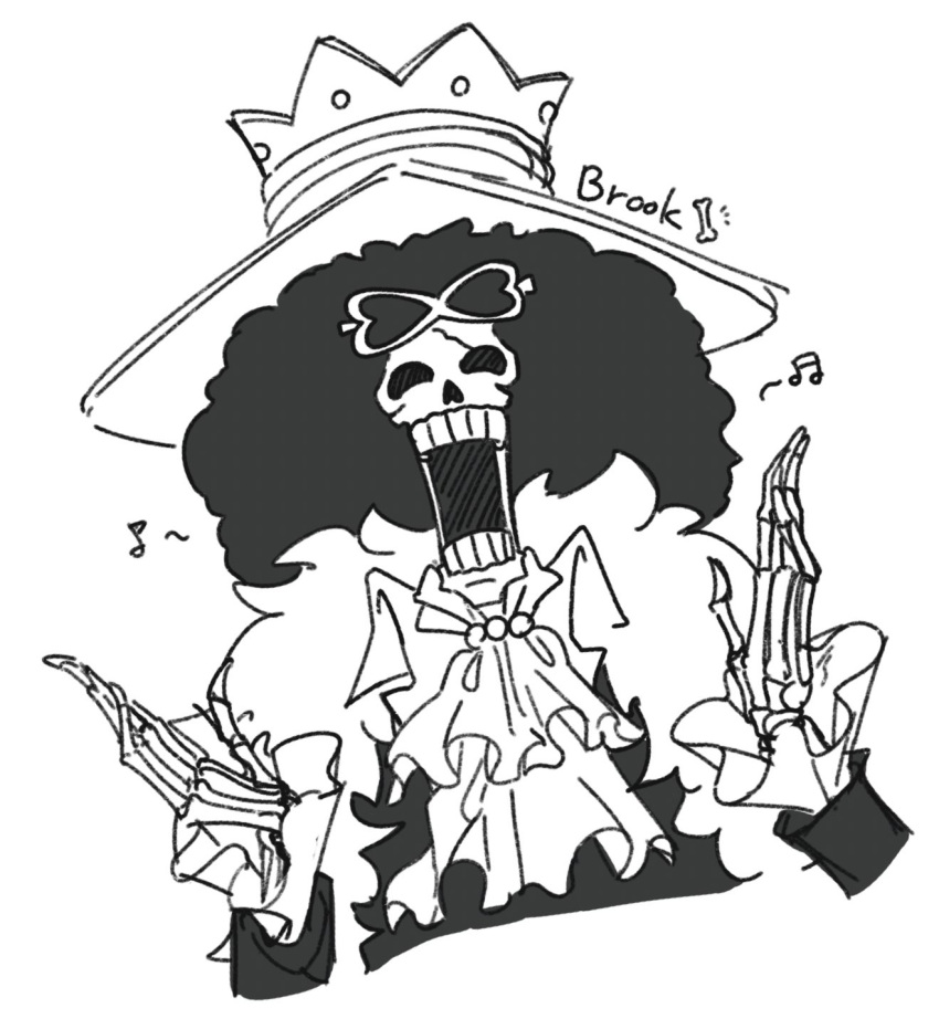 Safebooru - 1boy afro ascot brook (one piece) commentary crown eyewear ...