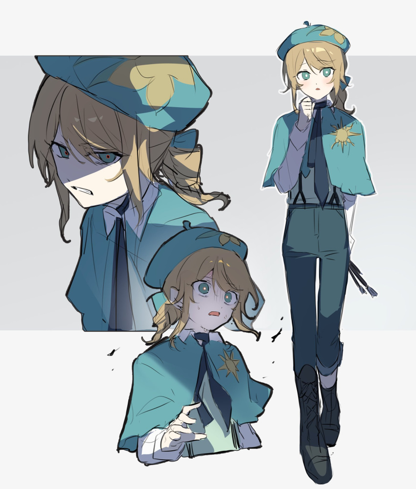 Safebooru - 1boy androgynous beret blonde hair capelet edgar valden ...