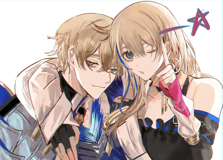 Safebooru - 1boy 1girl absurdres arm around neck bare shoulders black choker black gloves black ...