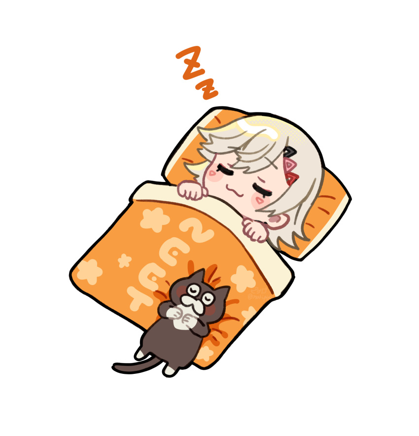 Safebooru 1girl Blonde Hair Blush Cat Closed Eyes Closed Mouth 2696