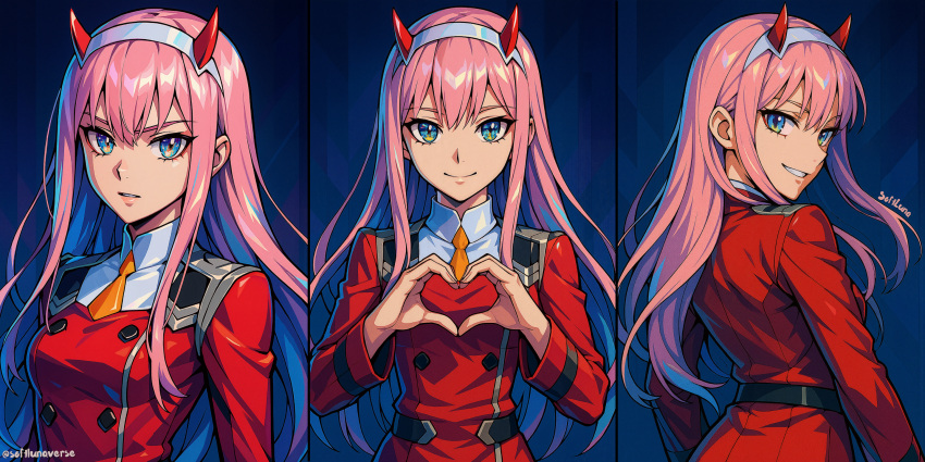 Safebooru - blue background blue eyes darling in the franxx headband ...
