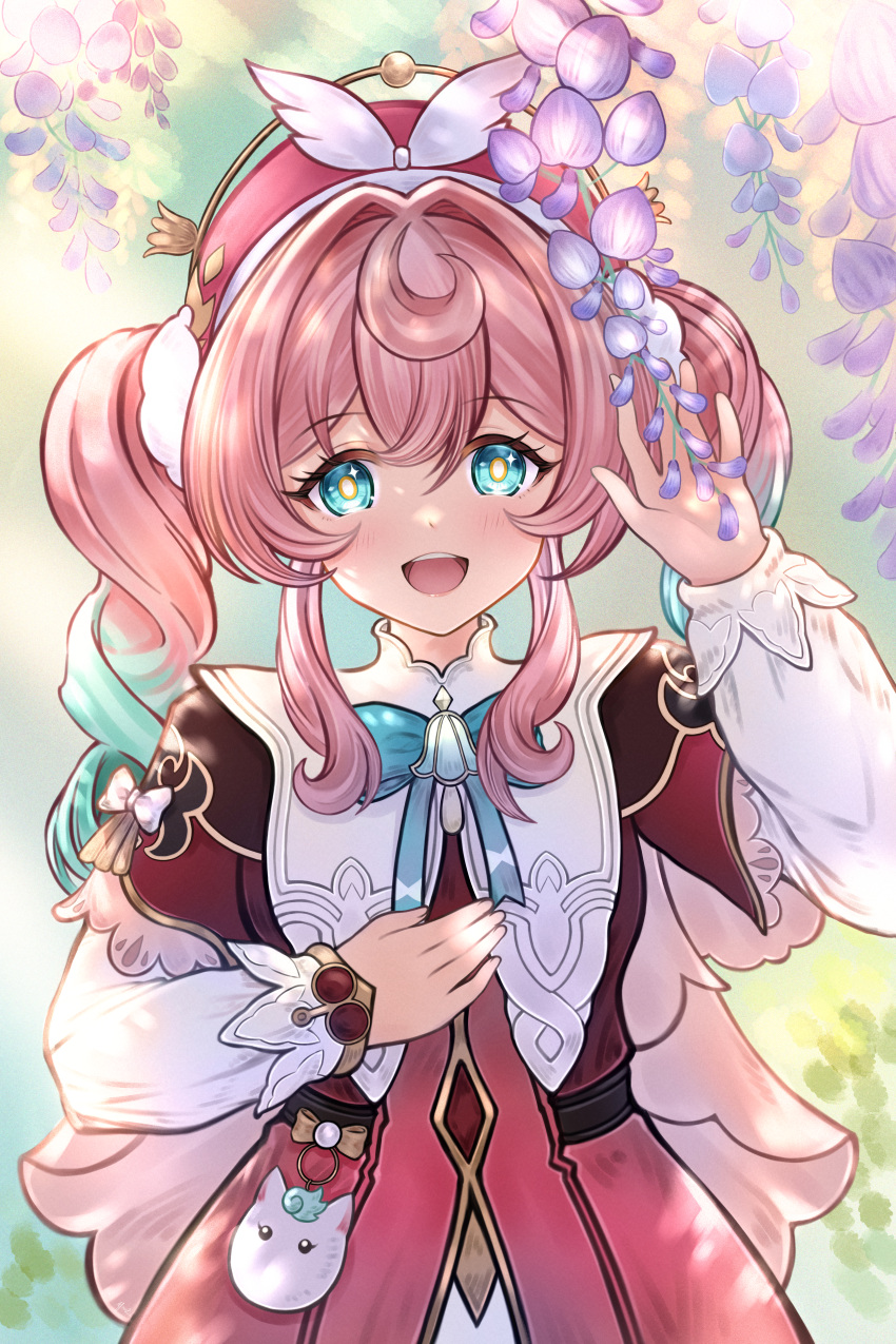 Safebooru - 1girl absurdres afezeria aqua bow aqua bowtie aqua eyes aqua hair arm up bow bowtie ...