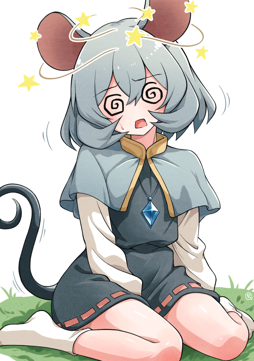 Safebooru - 1girl @ @ animal ears blue capelet capelet commentary request commission dizzy ...