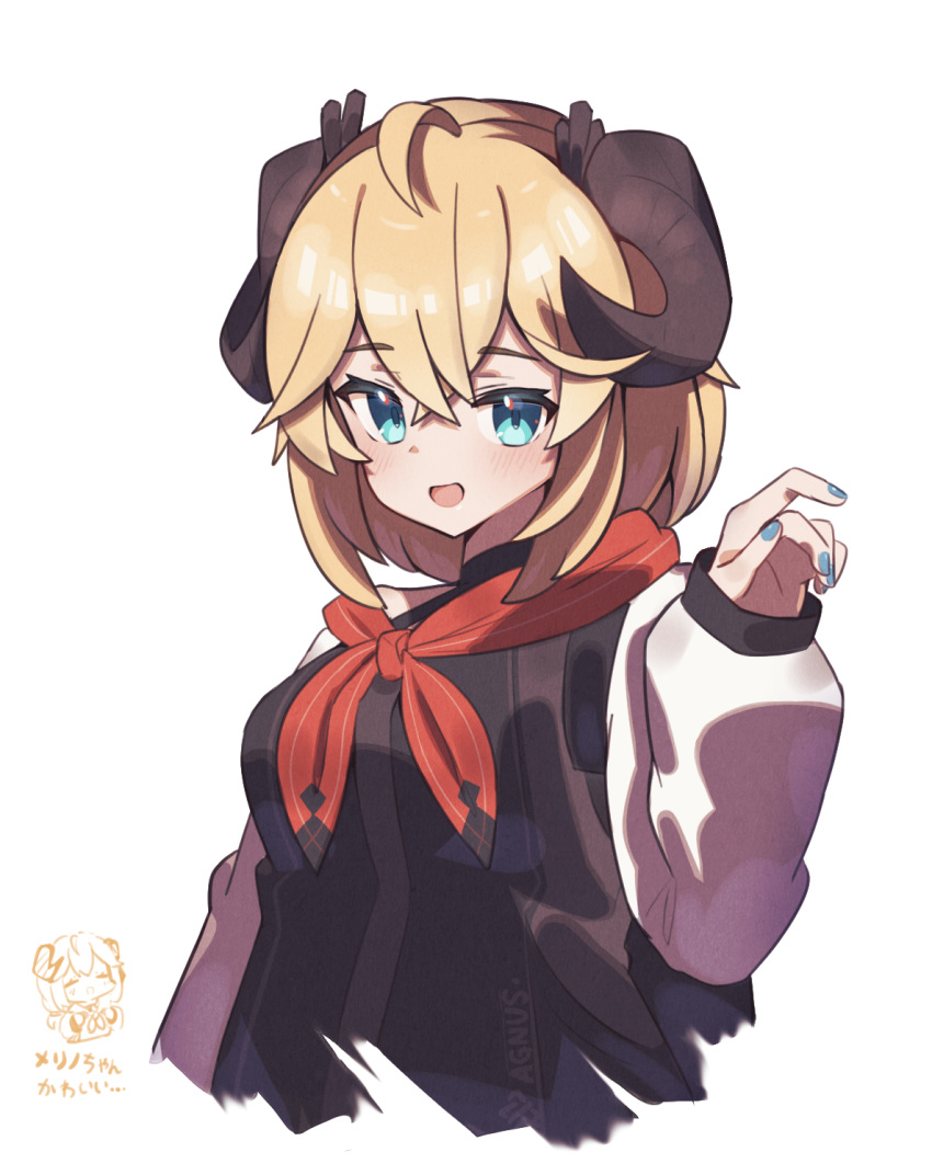 Safebooru - 1girl :d ahoge black jacket blonde hair blue eyes blue ...