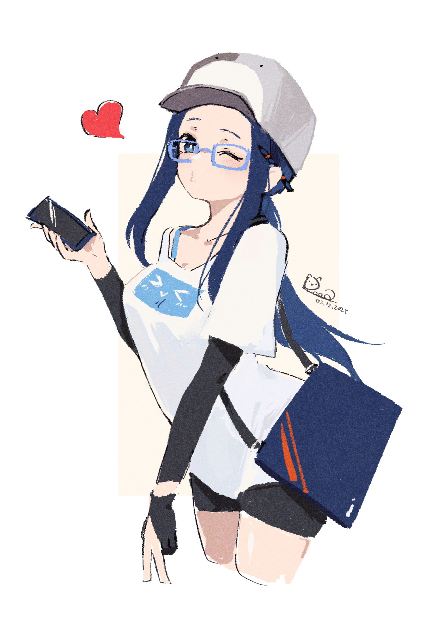 Safebooru - 1girl baseball cap black gloves black shorts black undershirt glasses gloves hat ...