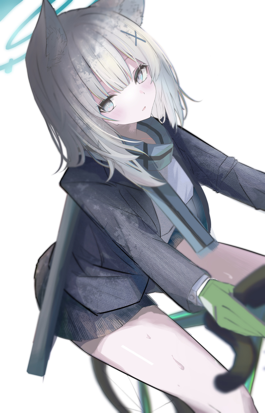 Safebooru - 1girl absurdres animal ear fluff animal ears aqua scarf bicycle blue archive blue ...