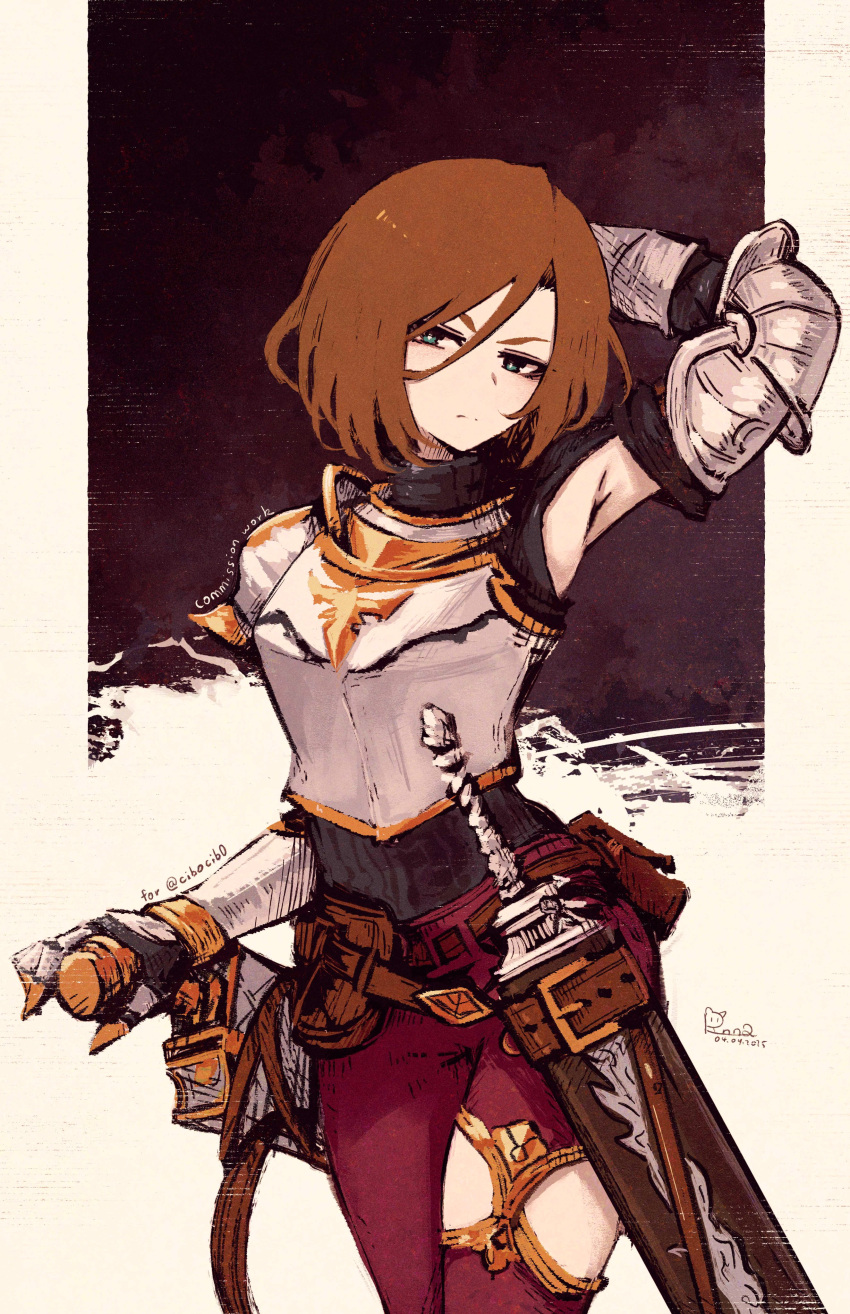 Safebooru - 1girl absurdres arm behind head armor armpits black knight (granblue fantasy) black ...