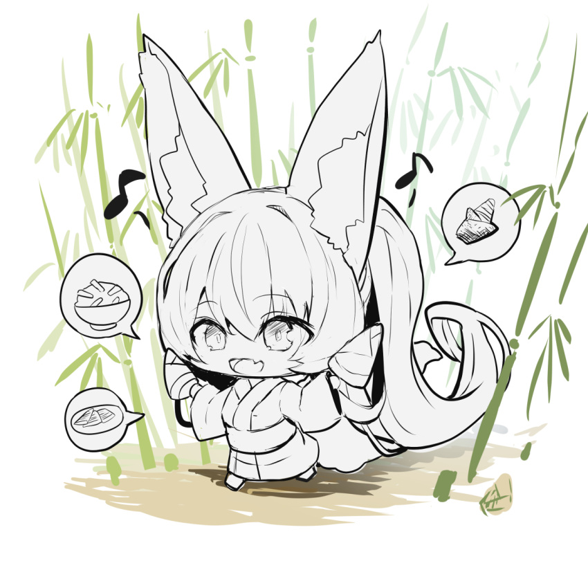 Safebooru - 1girl :d absurdly long hair animal ear fluff animal ears bamboo bamboo shoot ...