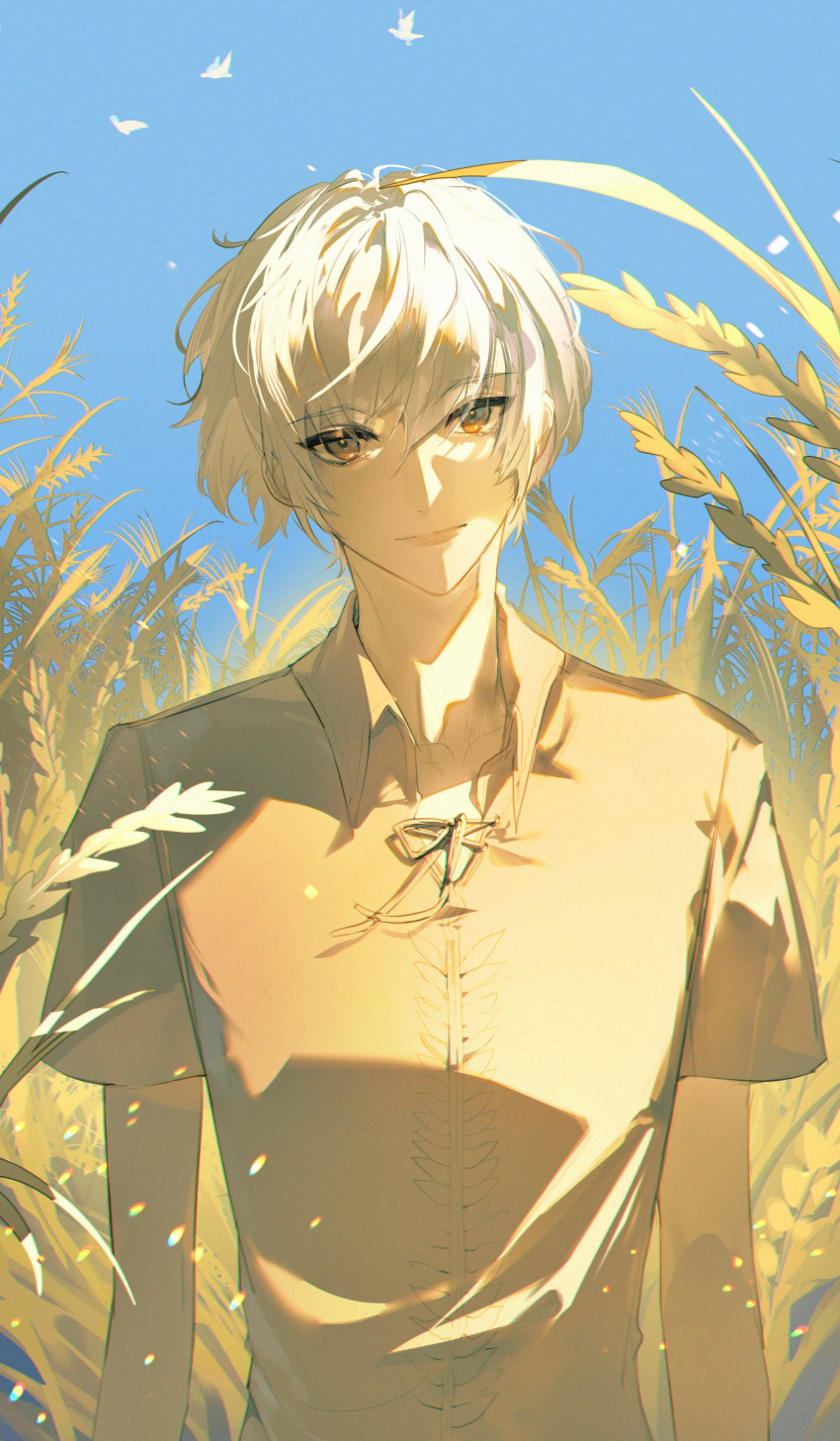 Safebooru - 1boy absurdres anli (noctilucent) bird brown eyes chinese ...