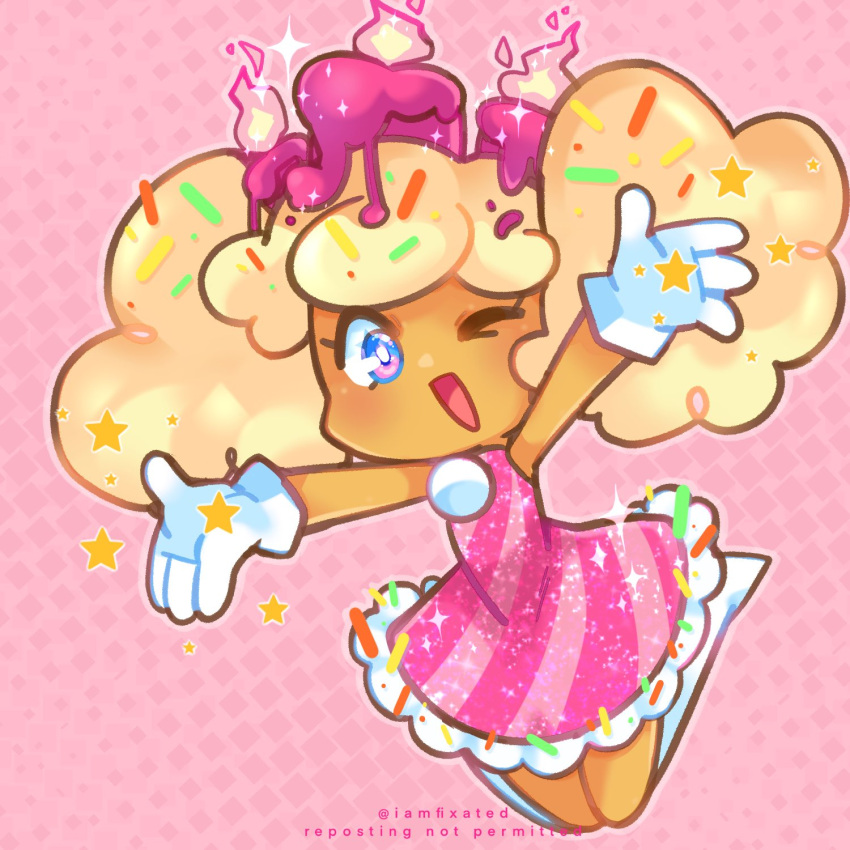 Safebooru - 1girl birthday cake cookie blonde hair blue eyes candle ...