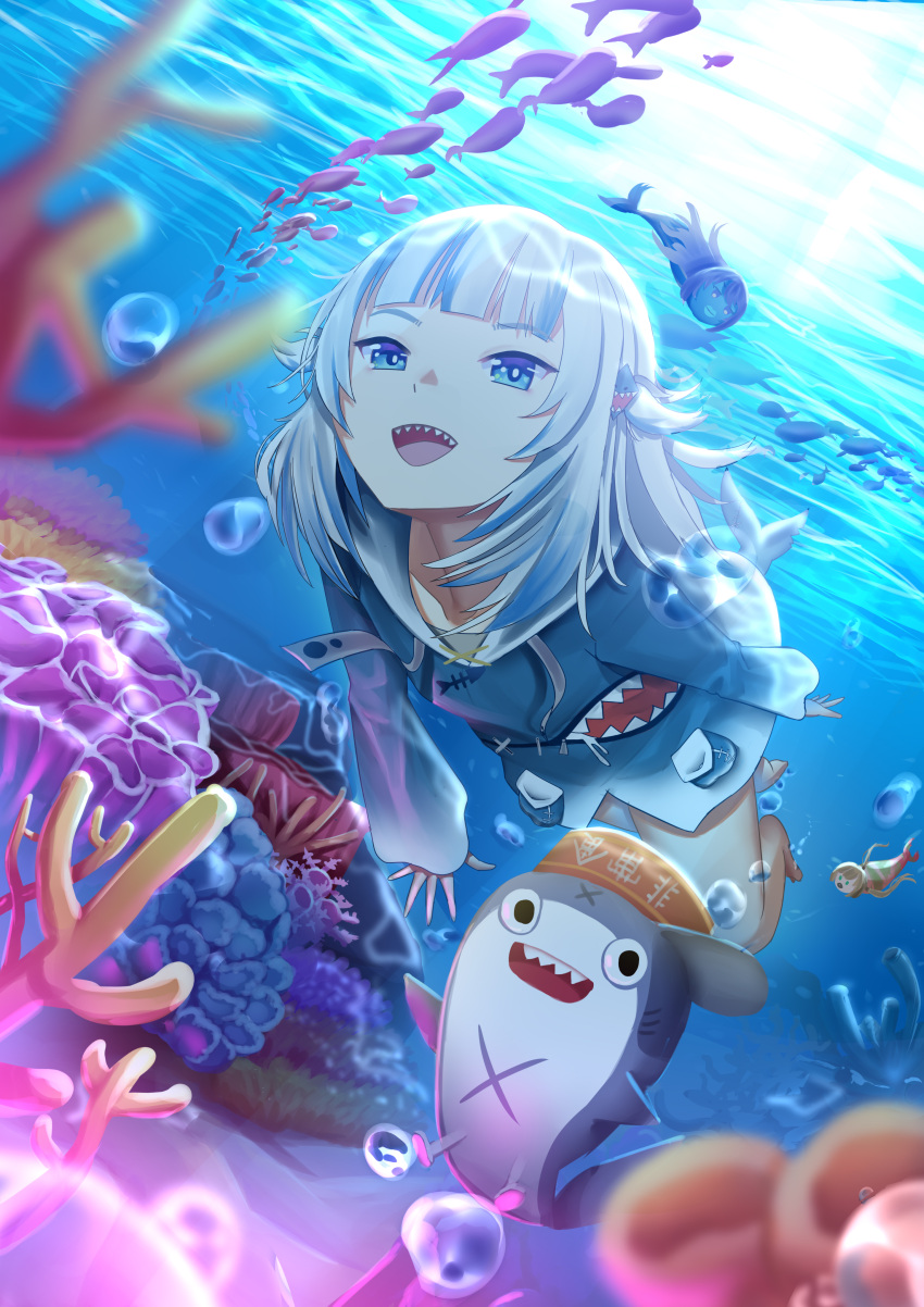 Safebooru - 1girl absurdres ayunda risu bloop (gawr gura) blue eyes blue hair blunt bangs ...