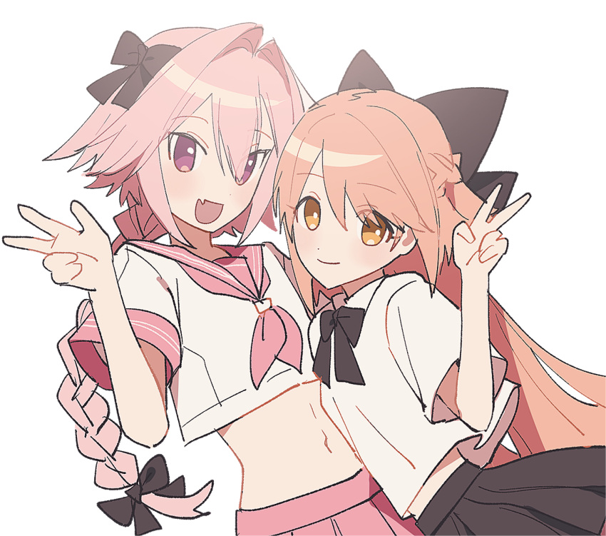 Safebooru - 1boy 1girl astolfo (fate) astolfo (sailor paladin) (fate) blonde hair bow braid ...